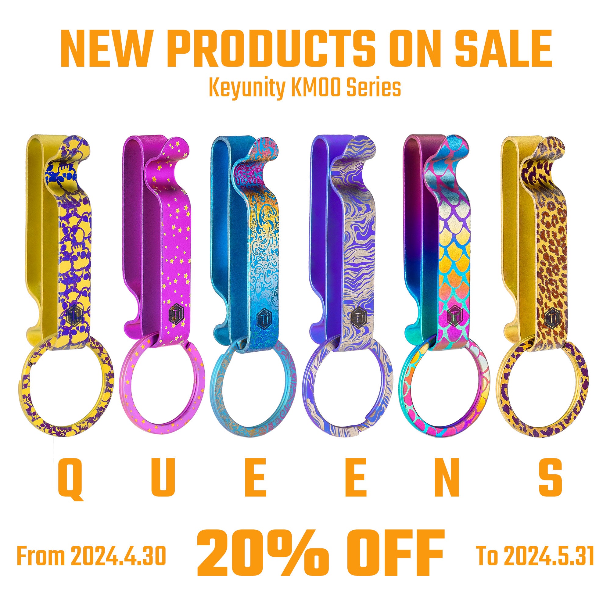 KeyUnity KM00 Titanium Decoration Clip Double Side Keychain Hook