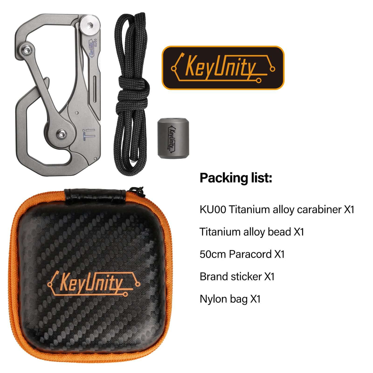 KeyUnity KU00 Multifunctional Ti-6Al-4V Carabiner Clip with Blade