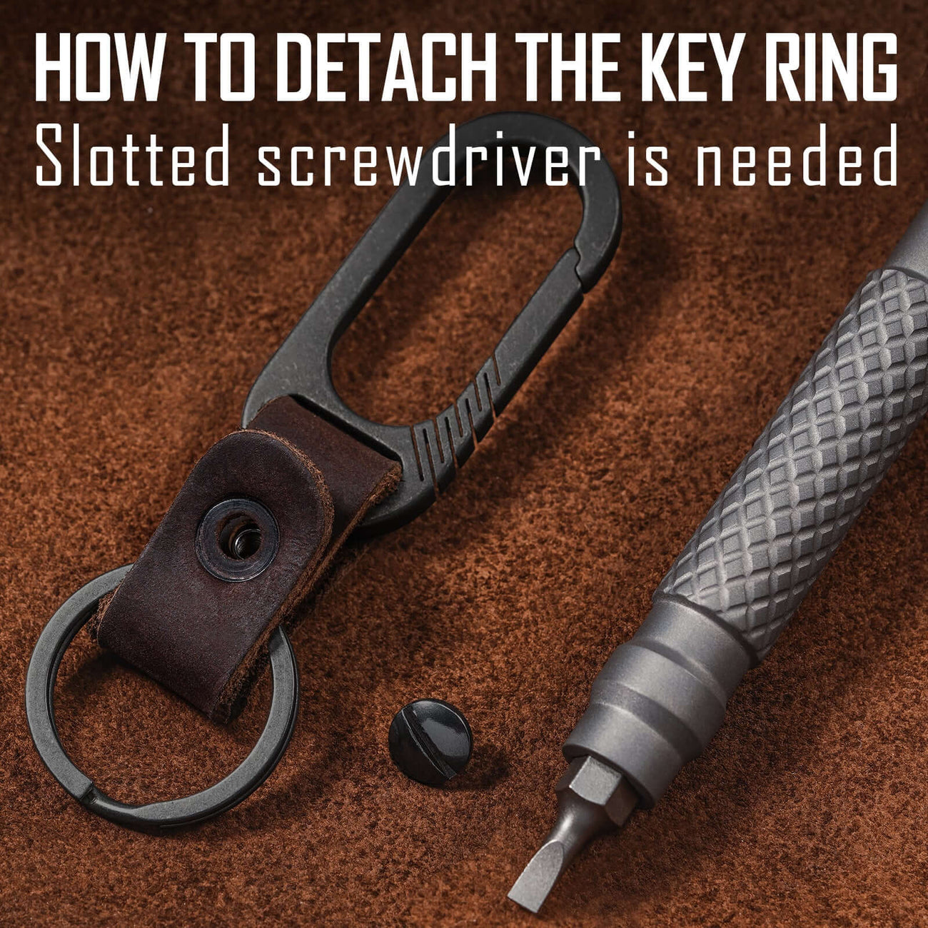 KeyUnity KM02 Titanium Alloy Keychain Clip with Leather