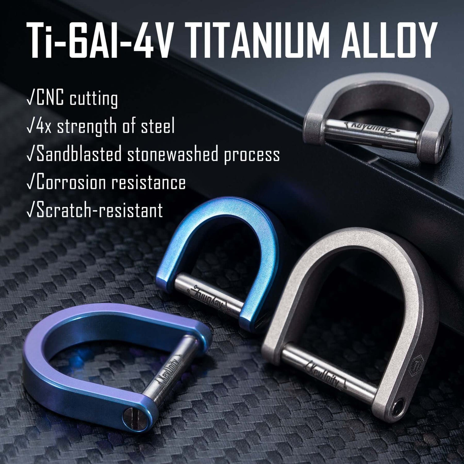 KeyUnity KA17 Titanium D Shaped Key Ring